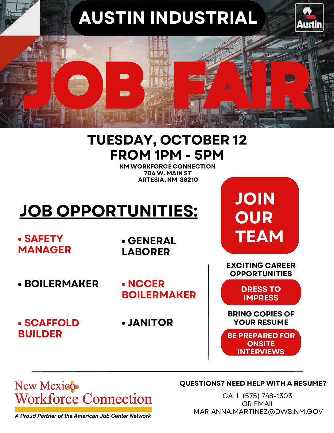 Austin Industrial Job Fair - Artesia Chamber of Commerce